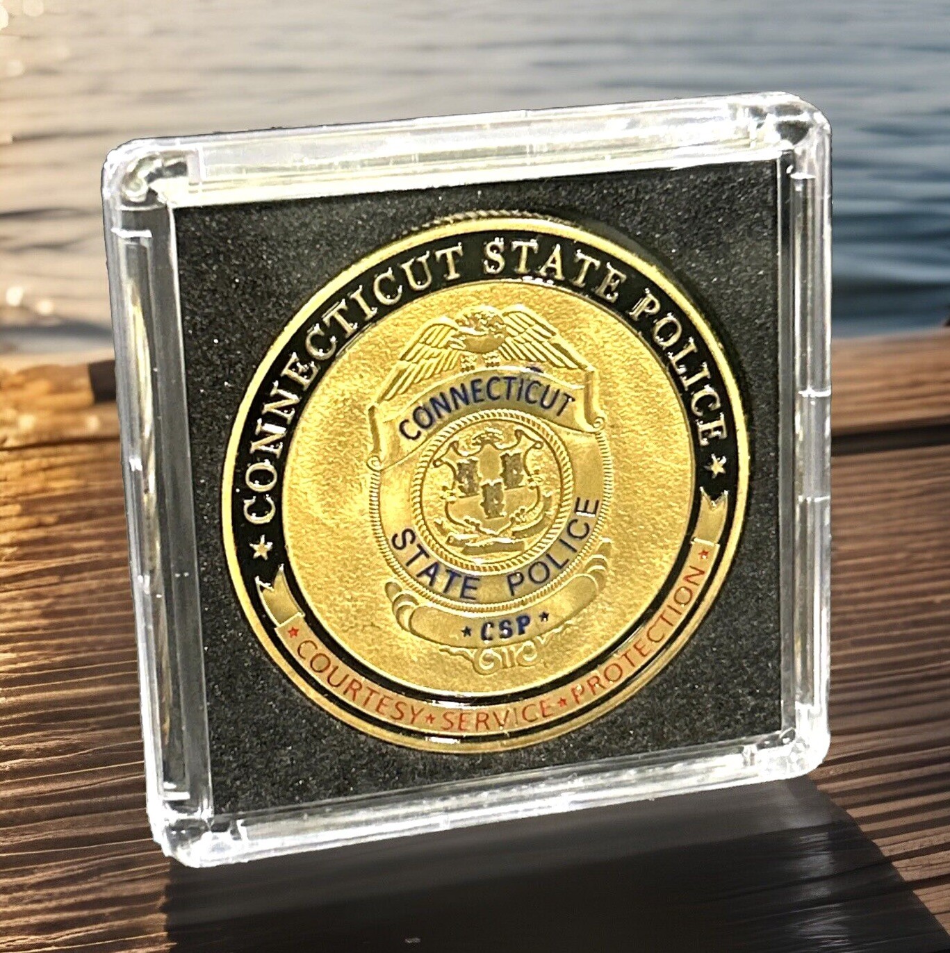 CONNECTICUT STATE POLICE TROOPER ST MICHAEL Challenge Coin with Case ...