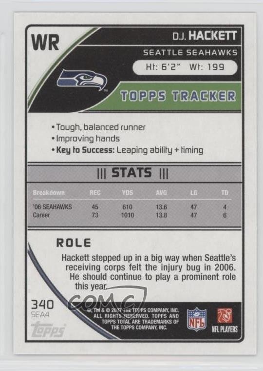 2007 Topps Total Silver DJ Hackett #340 | eBay
