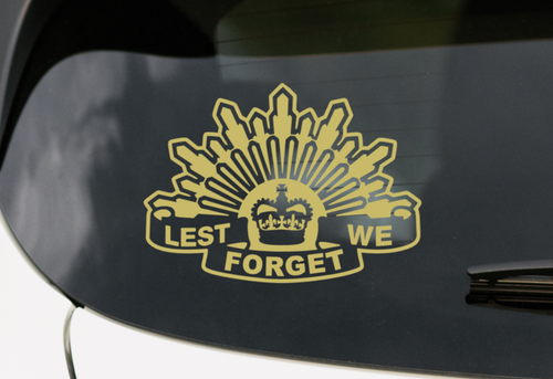 Australian ANZAC STICKER Lest we Forget Rising Sun 100x140mm Car Window ...