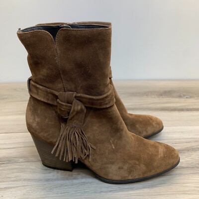 Paul Green Womens Suede Side Zip Darted Tied Knot Frayed Boots Brown UK ...