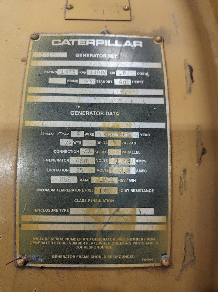 1MW 1100KW 1.1MW Caterpillar CAT Diesel 3512 STD Generator & Engine ...