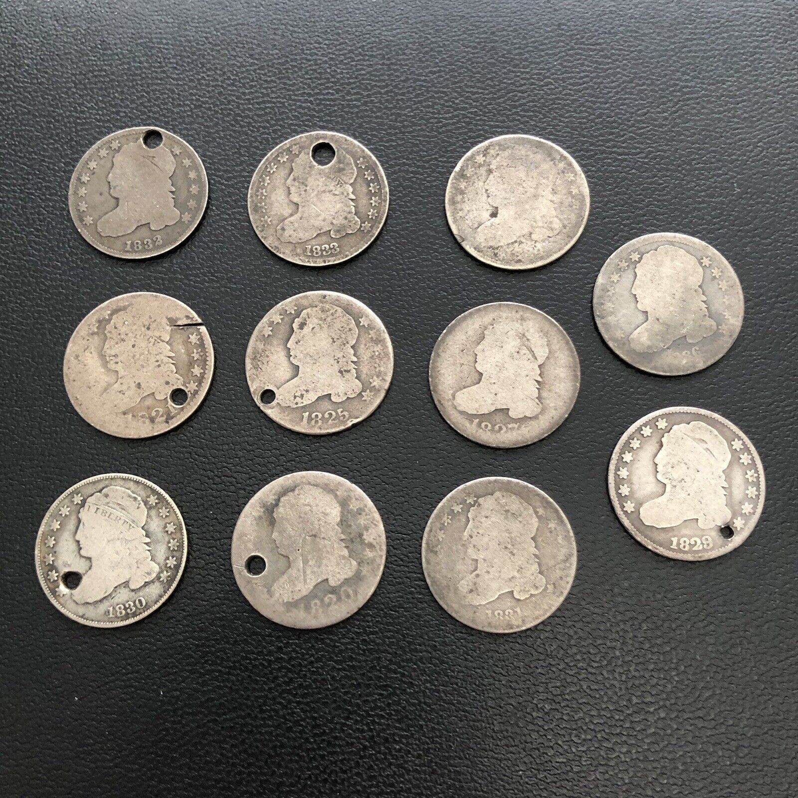 Collection of 11 different Low Grade Bust Dimes 10c 1820 - 1831 #37803 ...
