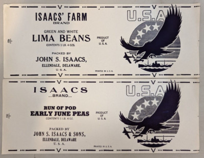 Lot 2 1940's Isaacs' Farm Green & White Lima Beans USA John S. Issacs ...