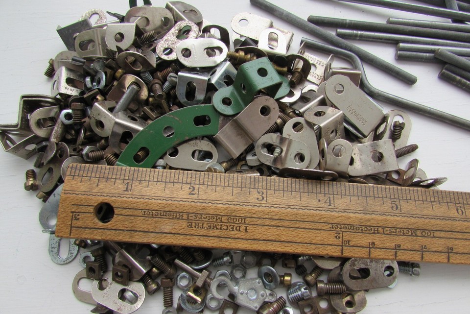 Meccano Parts Screw Rods Nuts & Bolts Set Screws Metal Connectors Lot ...