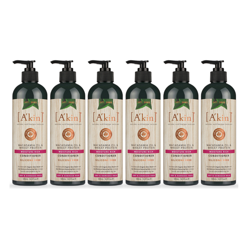 6x Akin Moisture Rich Conditioner Macadamia Oil and Wheat Protein 500ml ...