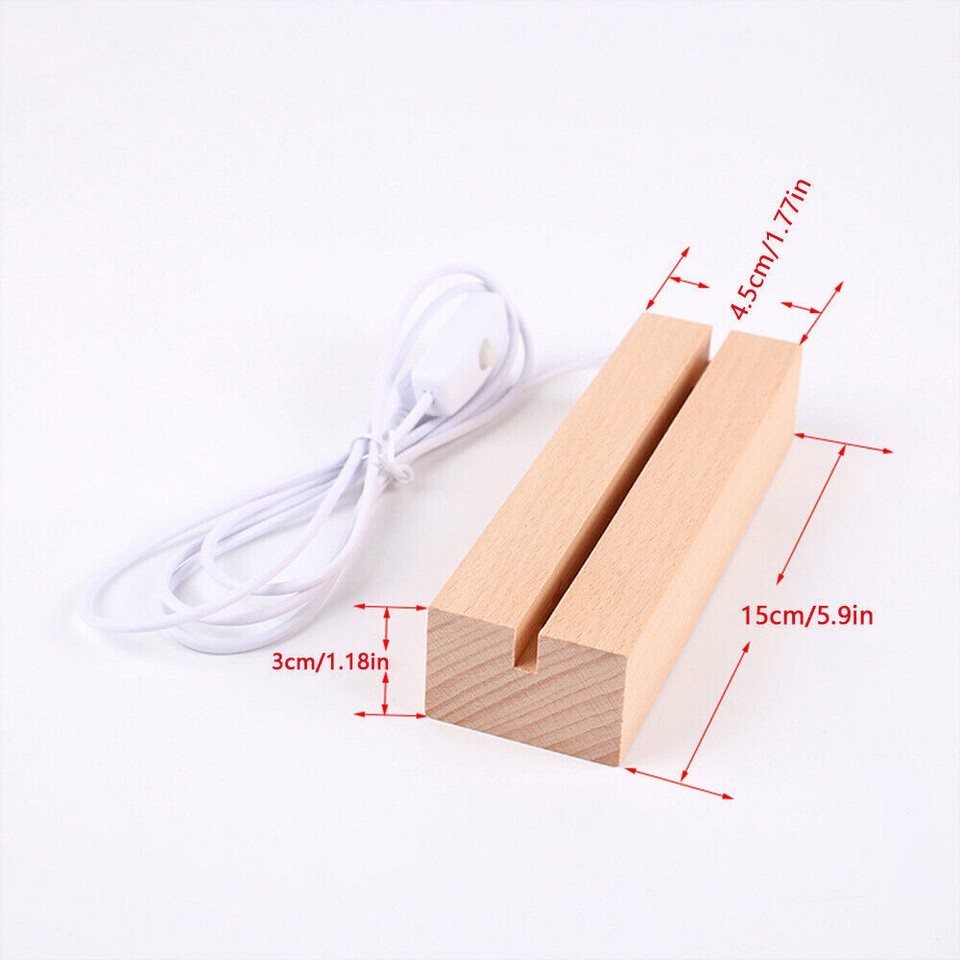 Rectangle LED Lights Display Base Crystal Wooden Stand for Resin Art ...