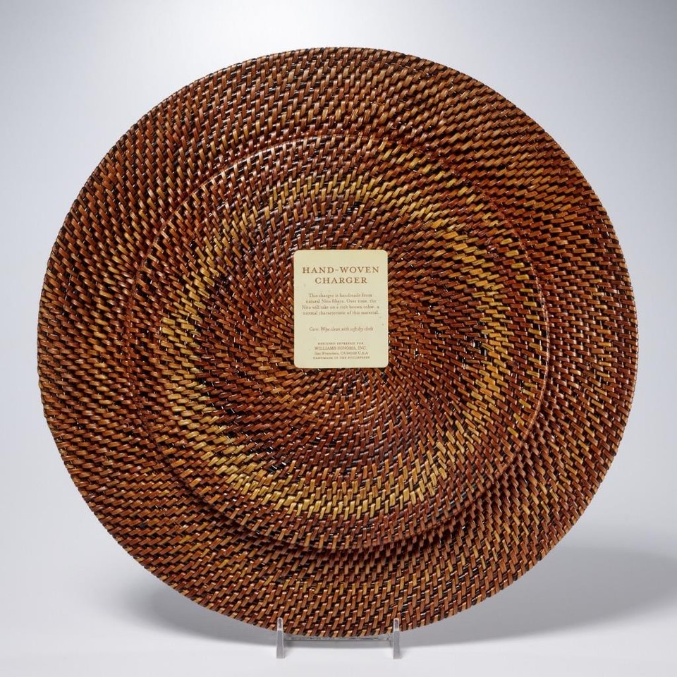 Williams Sonoma Hand Woven Nito Round Brown Charger Plate 7pc Lot 13 ...