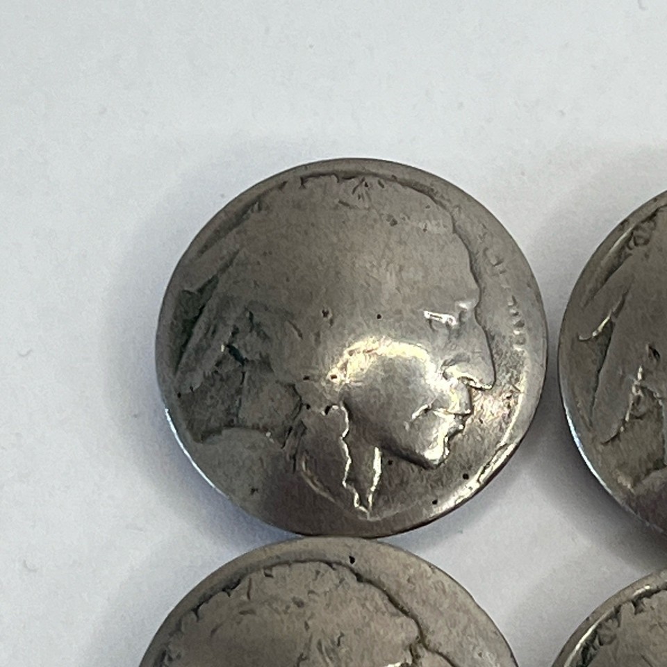 6 Vintage Buffalo Nickel Button Covers Old Authentic Indian Head 5 Cent ...
