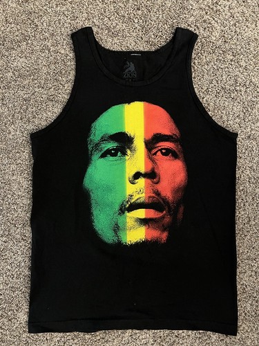 Bob Marley Graphic Tank Top Black Scoop Neck 100% Cotton Medium Zion ...