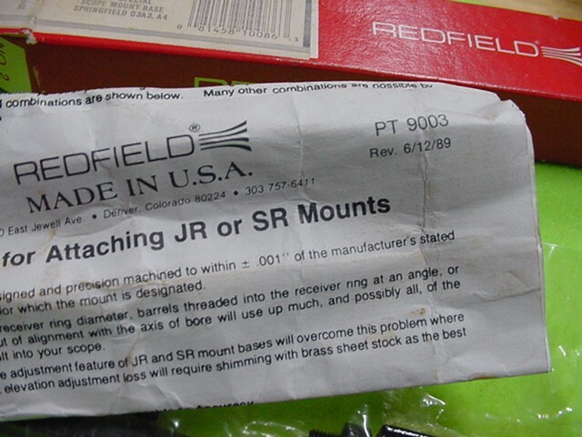Vintage Redfield Springfield 1903 03 A3 A4 Scope Mount 2-Hole Base 4.10 ...