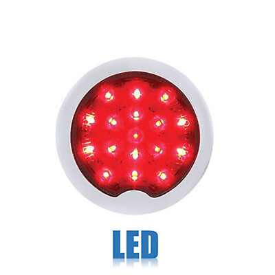 3" 17 Red LED Round Tail Brake Stop Light Lamp Lens w/ Chrome Bezel ...