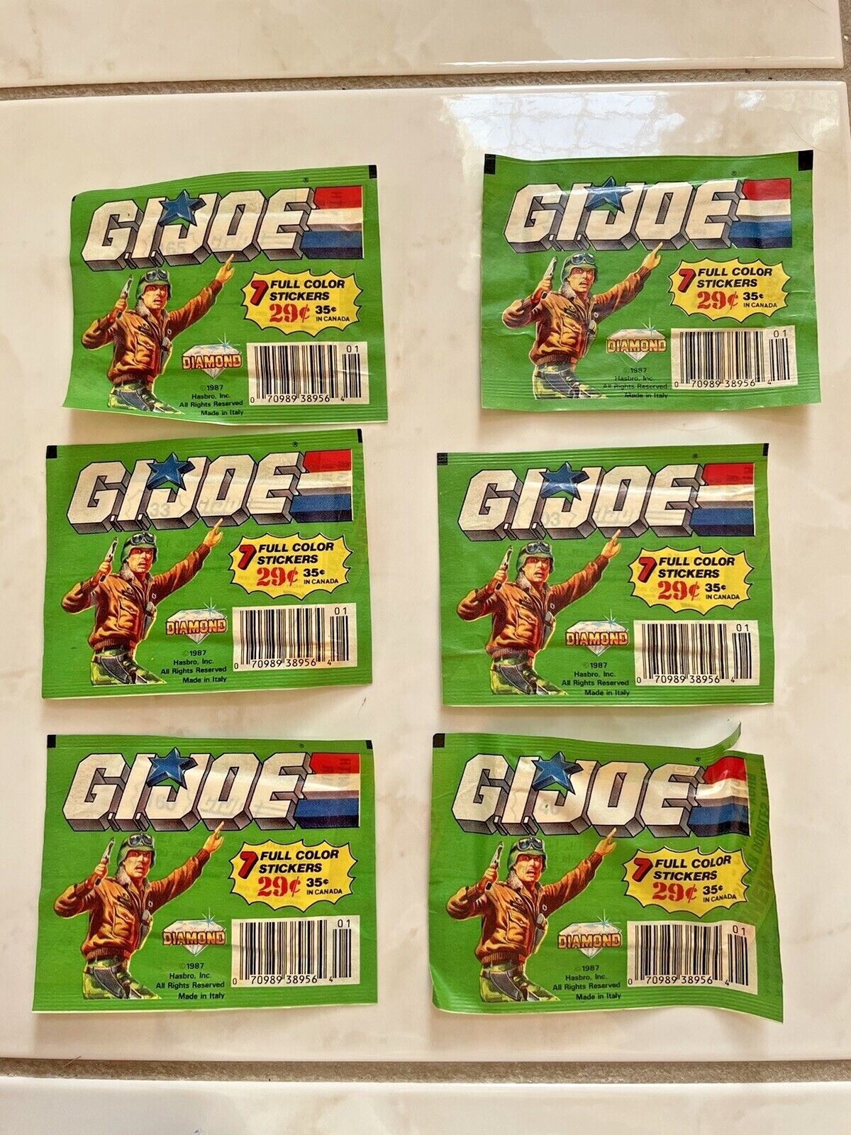 SIX PACKS OF 1987 G.I. JOE STICKERS (UNOPENED) DIAMOND PANINI-42 ...
