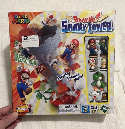Epoch Games Super Mario Blow Up! Shaky Tower Balancing Game, Tabletop ...