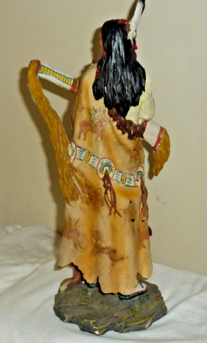 Native American Indian Warrior W Buffalo Robe Resin Composite Sculpture ...