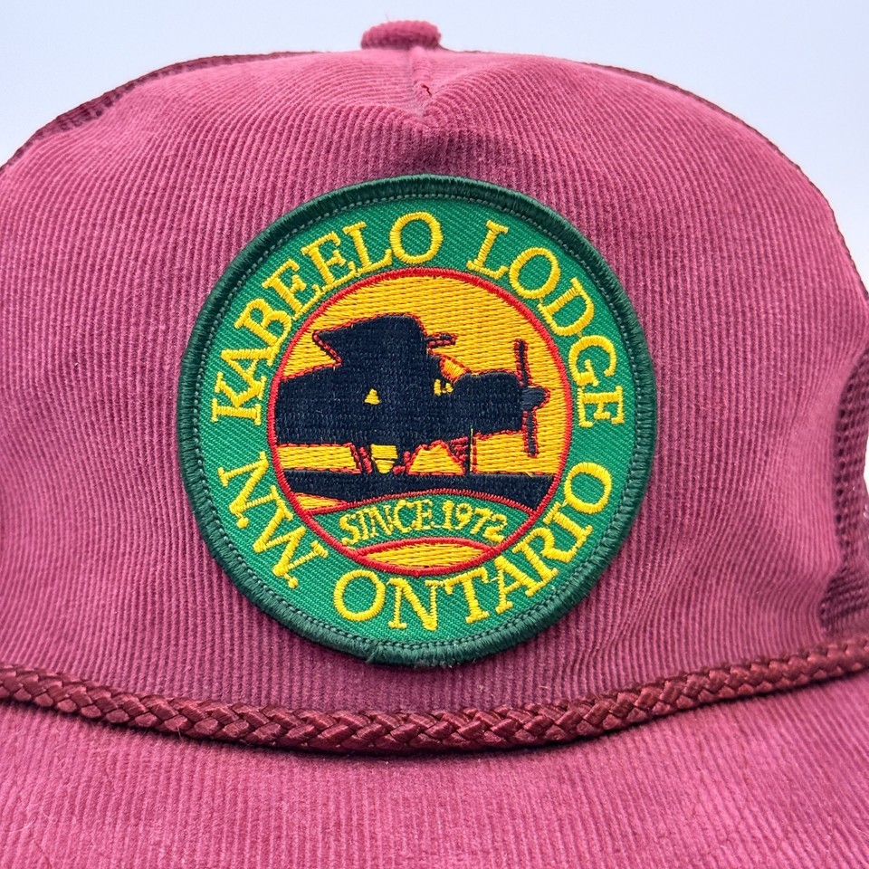 Vintage Corduroy Kabeelo Fishing Lodge Maroon Patch Snap Back | eBay