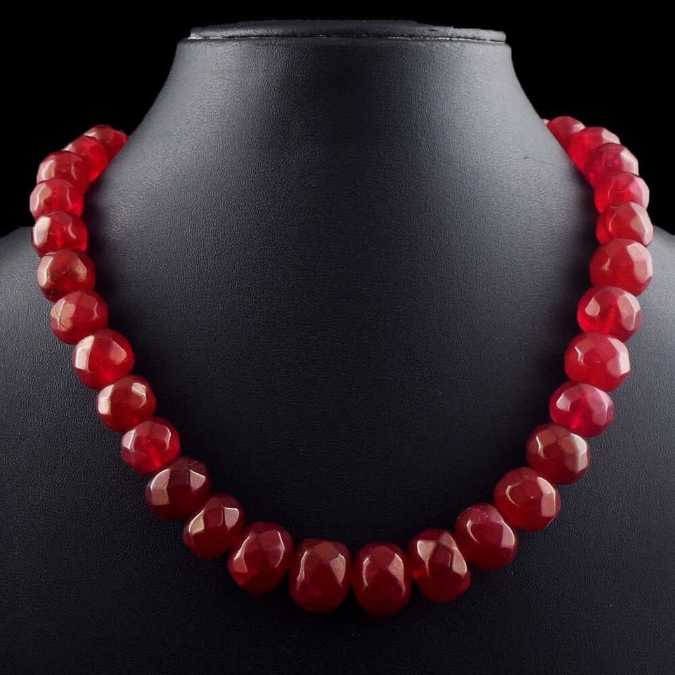 Amazing Cut Red Ruby 600.00 Cts Beaded Dazzling Necklace Jewelry VK 24 ...