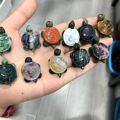 5pc Natural Mix Quartz hand Carved Turtle Skull Crystal Reiki Healing ...