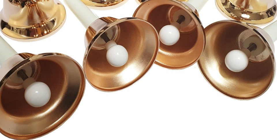 HANDBELL 8PCS COPPER HAND BELLS 8 NOTE HANDBELL SET + BAG | eBay