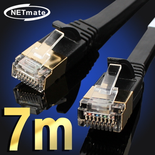 [NETmate] CAT.7 STP FLAT Ethernet Network Cable,CAT7,RJ45,LAN, Black ...