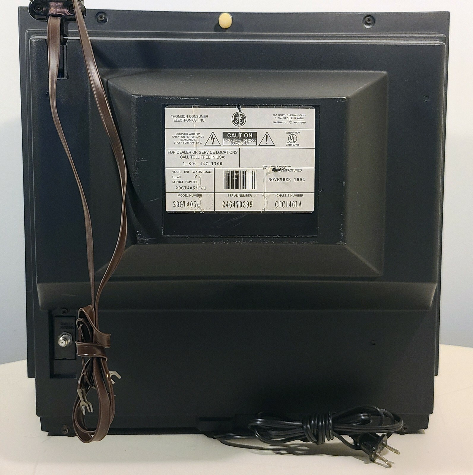 GENERAL ELECTRIC VINTAGE TELEVISION SET BIG 19" COLOR TV 20GT405A 1980s ...