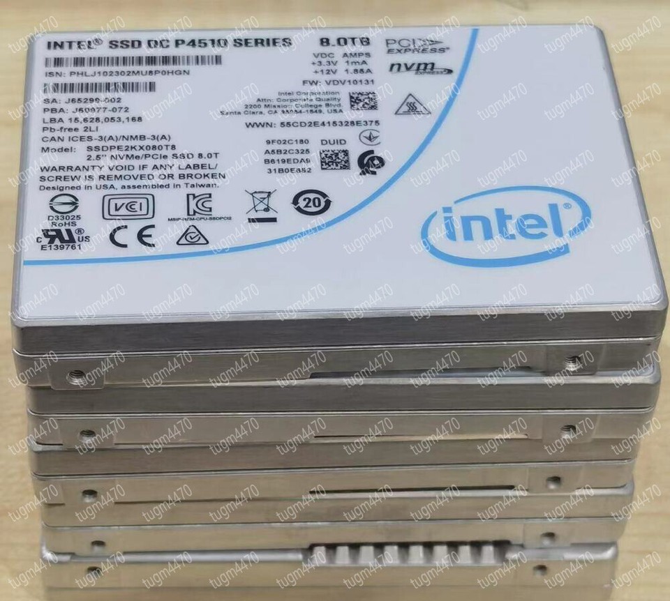 P4510 8TB Intel SSD Series DC NVME U.2 2.5" SSDPE2KX080T8 Solid State ...