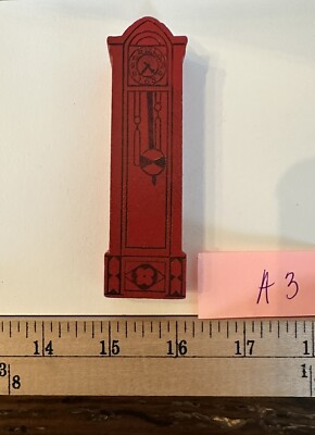 VINTAGE STROMBECKER DOLLHOUSE WOOD MINIATURE RED GRANDFATHER CLOCK | eBay