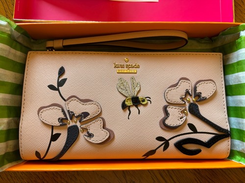 Rare Kate Spade Honey Bee Blossom Drive Eliza Wallet Wristlet Strap New ...