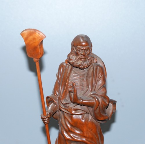 Chinese Vintage Boxwood Carved Exquisite Damo Figure Statue Sculpture ...