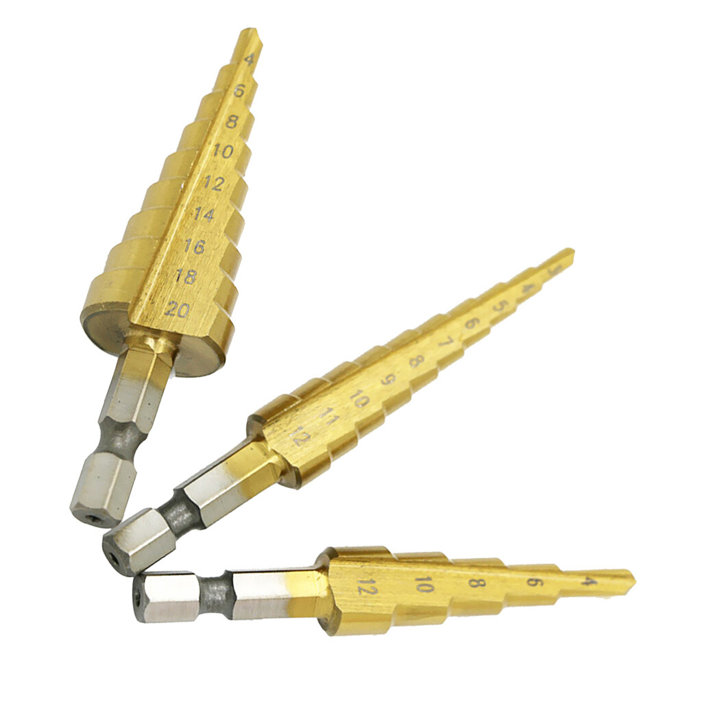 3 piece Step Drill Cone HSS Titanium Hex Hole Cutter Tool | eBay