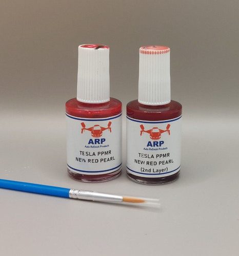 For Tesla Code PPMR NEW RED PEARL (2 Layer) Touch Up Paint +Fine Tip ...