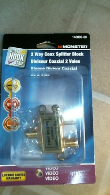 Monster Just Hook it 140005-00 2 Way Coax Splitter Block, Video, FREE ...