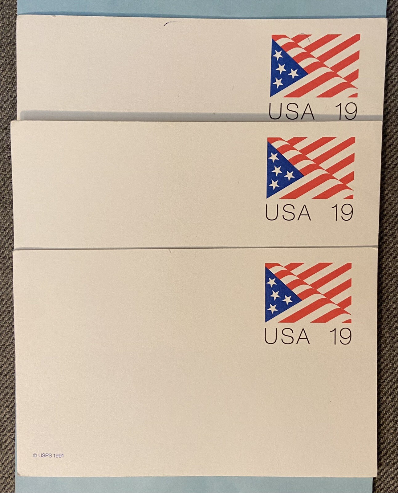 Three Unused Blank USPS 1991 Flag 19¢ Postcards | eBay