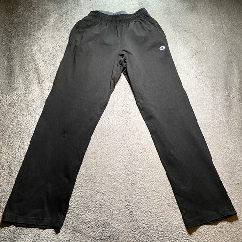 Champion Authentic Jersey Pants Mens Medium Black Open Bottom 100% ...