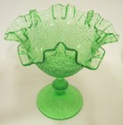 Fenton Glass Compote Green Tree of Life Ruffled Lip 6 to 7 Inches | eBay