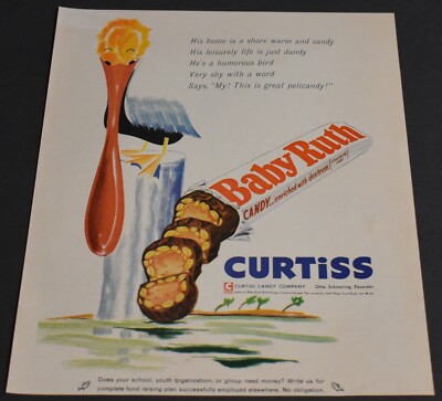 1955 Print Ad Baby Ruth Candy Bar Curtiss Otto Schnering Snack Art ...