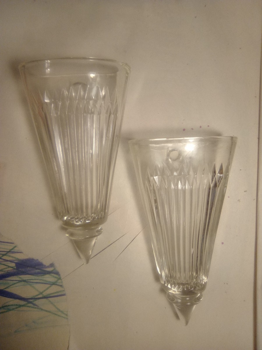 Antique Glass Wall Pockets