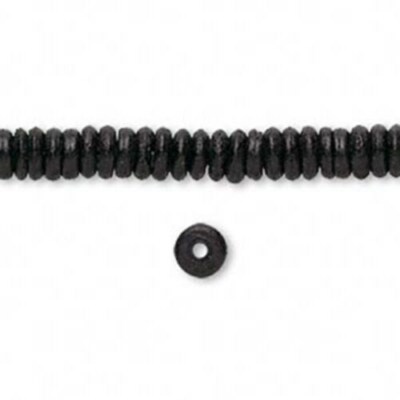 100 Black India Buffalo Bone 5x2mm Round Rondelle Heishi Disc Beads ...