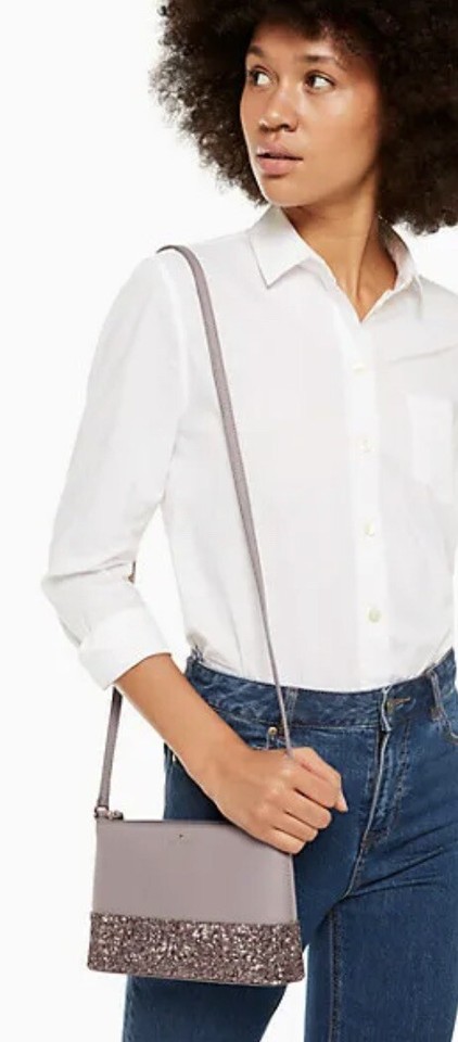 Kate Spade Greta Court Ramey City Scape Grey Glitter Crossbody Bag ...