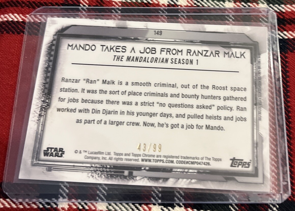 2021 Star Wars Legacy Mando Takes Job Ranzar Malk Blue Refractor /99 ...