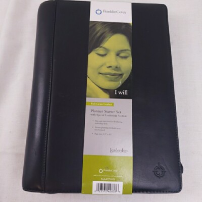 Franklin Covey Planner Black Leather Zipper Planner Starter Set 755175 ...