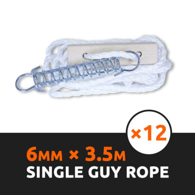 12 x Single Guy Rope w/ Spring & Wooden Runner Tent Ropes Guy Line ...