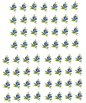 Small Blue Rose Cluster 60 pcs 5/8" X 3/8" Waterslide Ceramic Decals | eBay