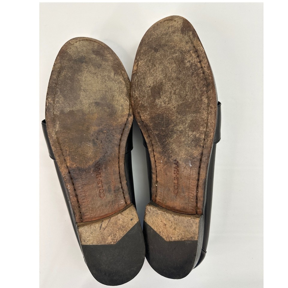 Cole Haan Green Label Black Leather Pinch Tassel Slip On Loafers Men's ...