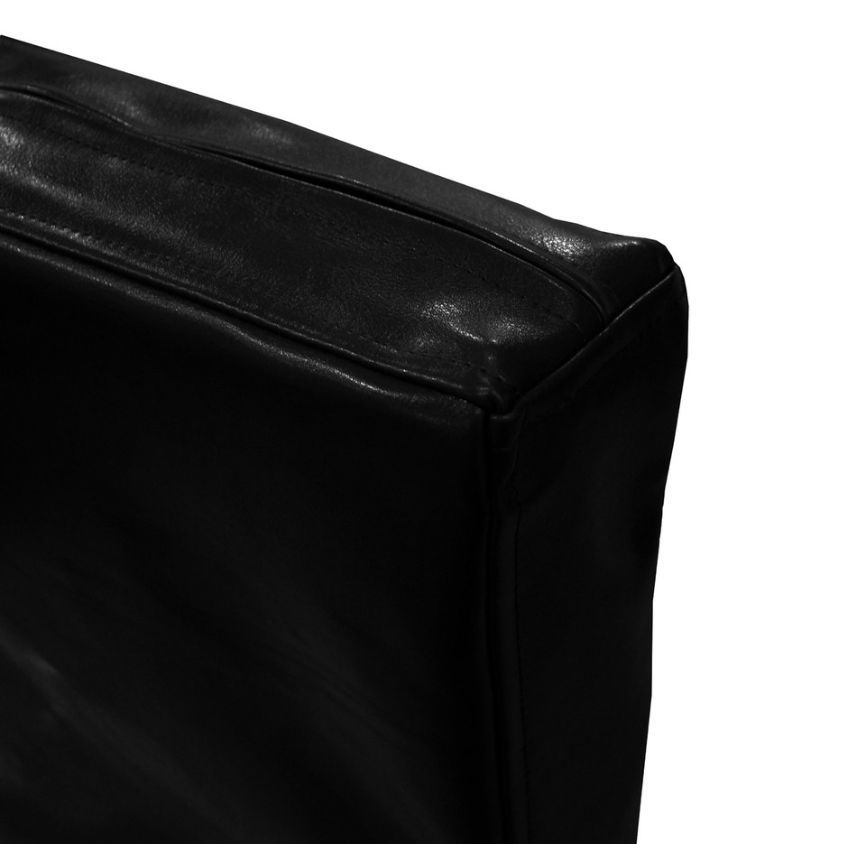 pe201t Black Faux Leather Classic Pattern 3D Box Seat Cushion Cover ...