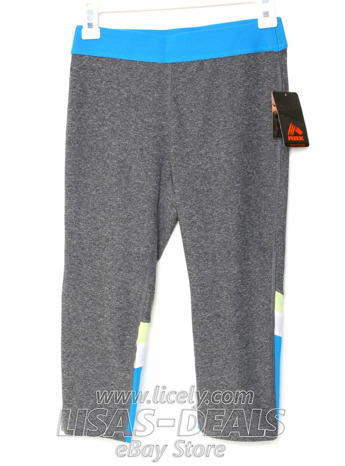 NEW Womens RBX LIVE LIFE ACTIVE CAPRI LEGGING Workout Yoga Grey Blue S ...