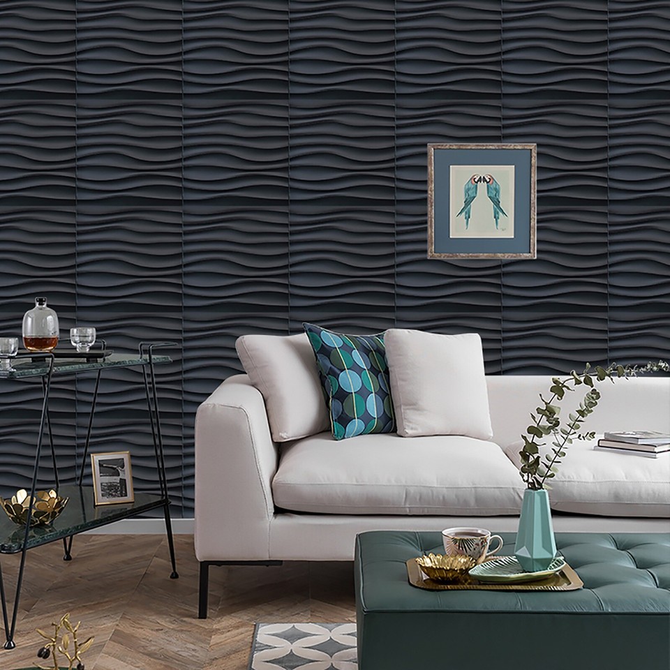 60PCS Modern Decorative Wall Panel 3D Wave Wall Decor PVC Panels ...