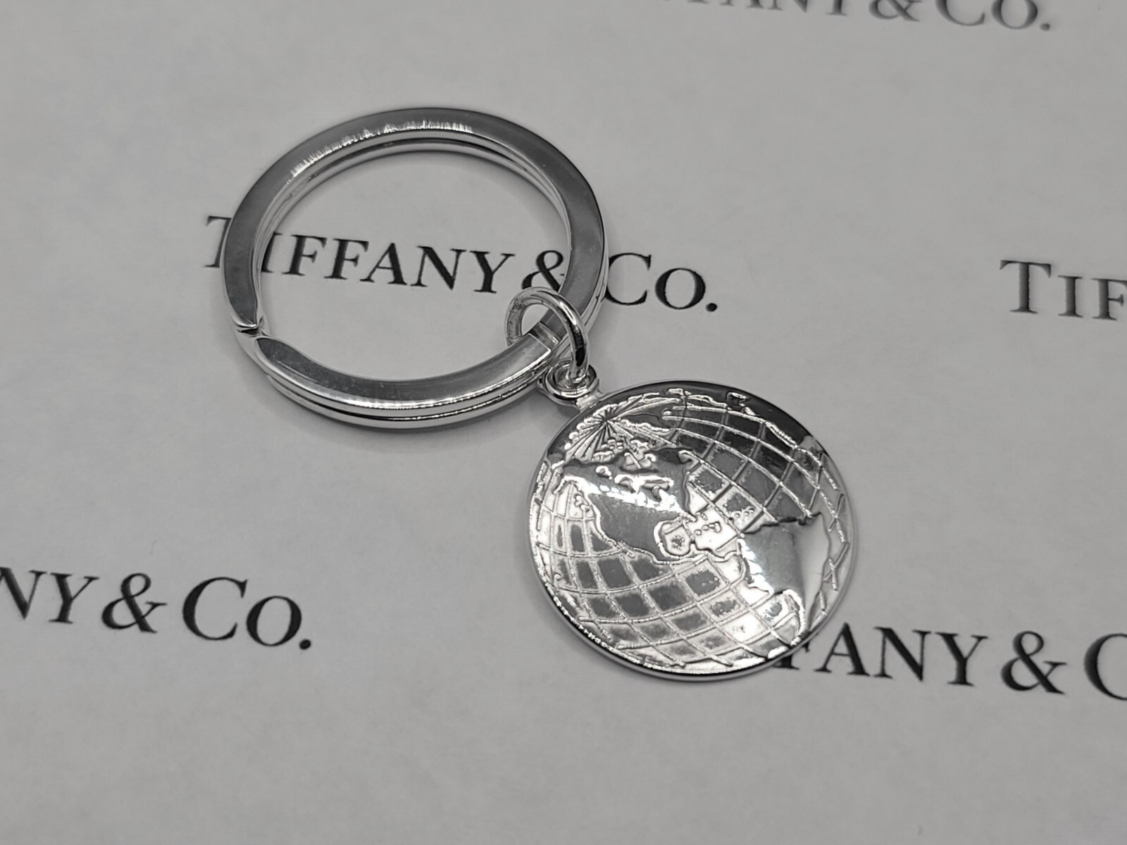 Authentic Tiffany & Co. Globe Key Ring Sterling Silver, AX-30, Retired ...