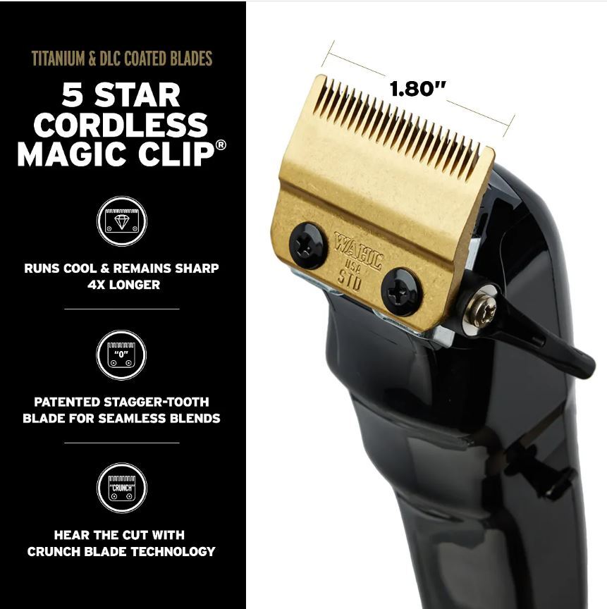 Wahl Cordless Barber Combo Black Magic Clip Clipper & Detailer Trimmer ...