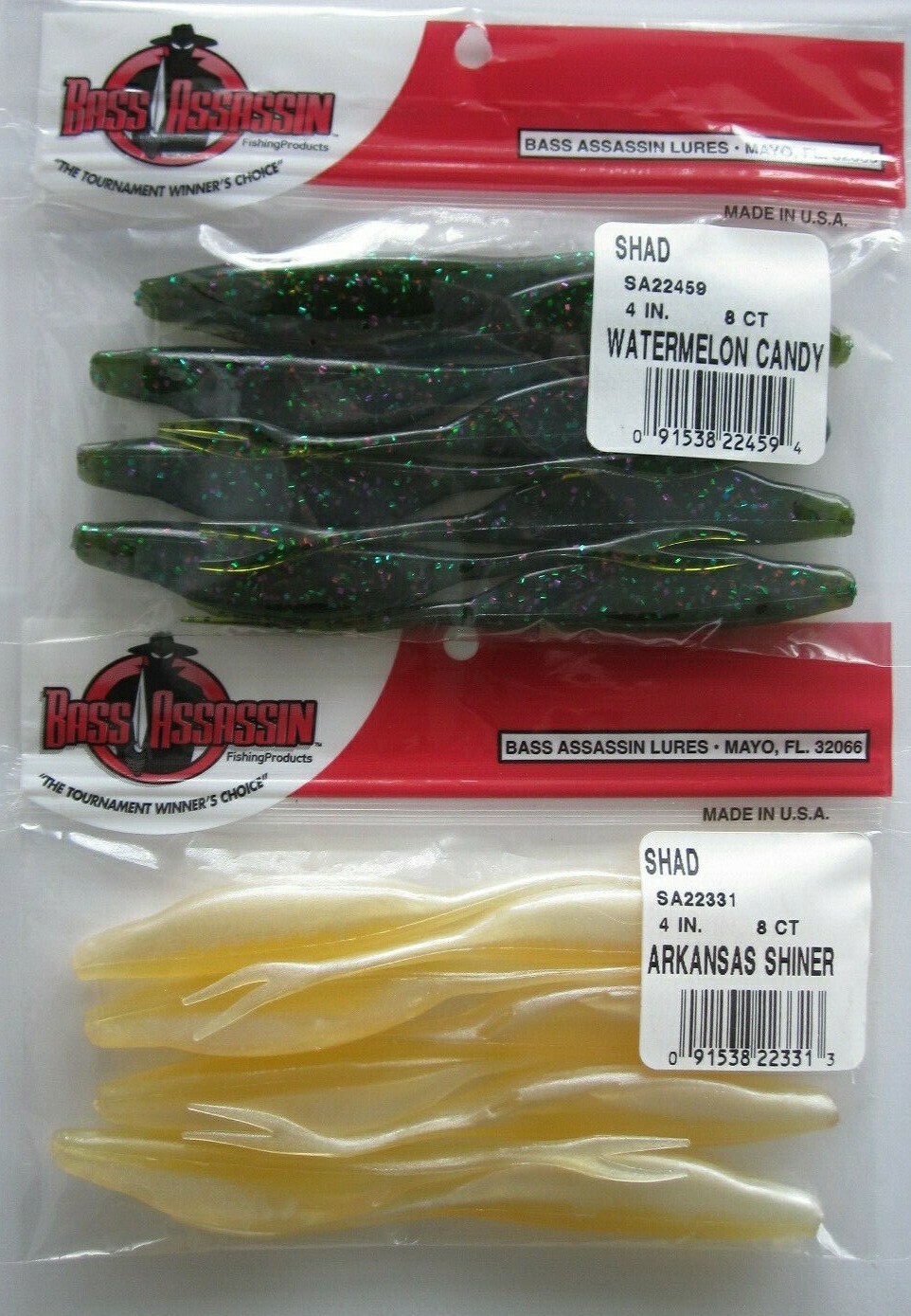 2 - BASS ASSASSIN Forked Tail Shad - 4" - 8/Ct. - Water Candy ...