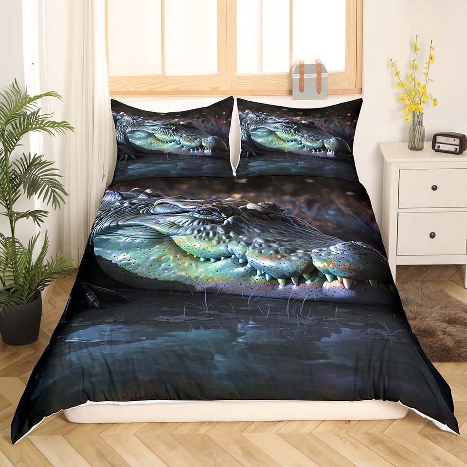 Crocodile Comforter Cover Alligator Pattern Bedding Set Wild Animal ...